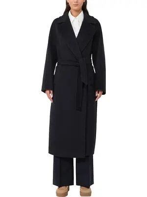 Max Mara Tempera Tie Detailed Coat - Navy