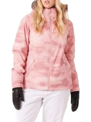 Roxy Jet Ski Technical Snow Jacket With Faux Fur Trim - Pink Combo