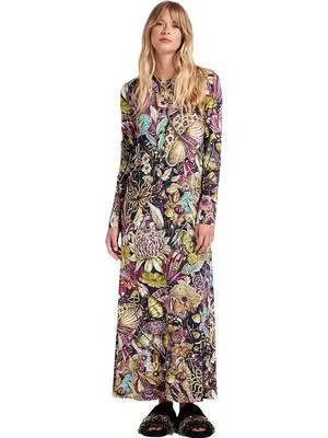 La DoubleJ Long Sleeve Printed Swing Dress - Fun-gi Green