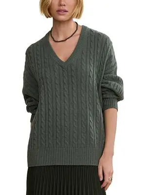 Jenni Kayne Nell V-neck Wool Cashmere Sweater - Pine