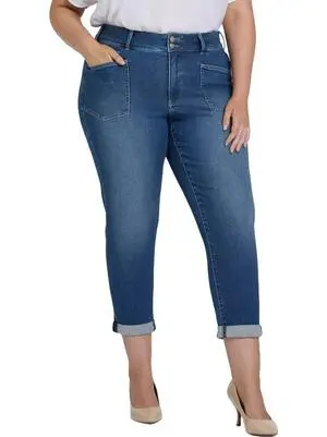 NYDJ Margot Utility Pocket Crop Girlfriend Jeans - Lake Notre-dame