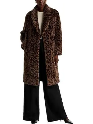 Elie Tahari Bianca Faux Fur Coat - Animal Print
