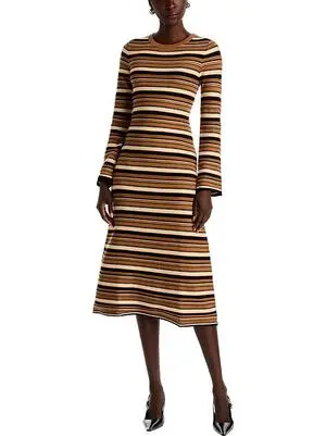 Elie Tahari Cammie Stripe Dress - Camel Crow