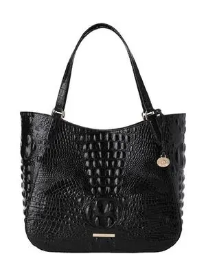 Brahmin Aliza Croc Embossed Leather Tote - Black Melbourne