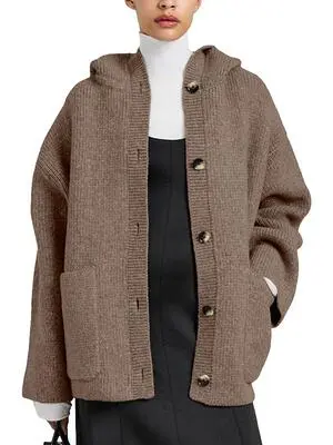 Proenza Schouler White Label Nelly Wool Hooded Jacket - Walnut Melange