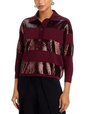 Essentiel Antwerp Sequin Stripe Polo Sweater - Margot Mau