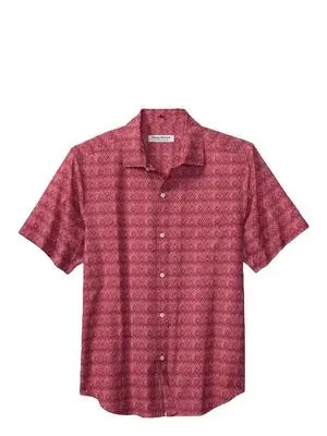 Tommy Bahama Bahama Coast Tile Isle Geo Print Islandzone® Short Sleeve Button-up Shirt - Plum Raisin