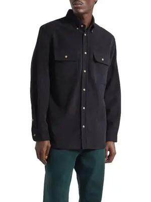 NOAH Cotton Moleskin Button-down Shirt - Black
