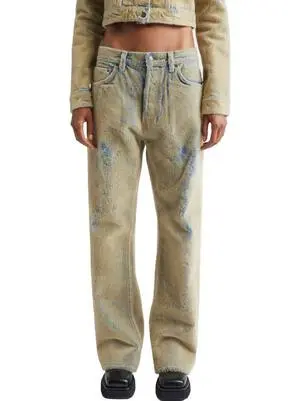 Acne Studios Loose Fit Flocked Denim Jeans - Blue/beige