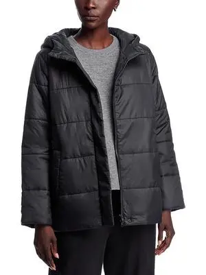 Eileen Fisher Hooded Puffer Coat - Black