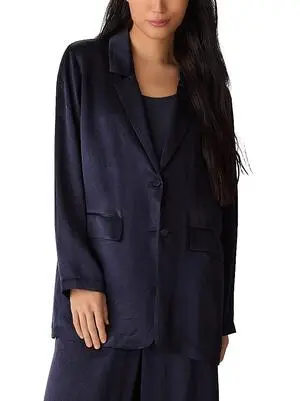 Eileen Fisher Crinkled Satin Blazer - Ink
