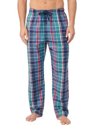 Tommy Bahama Woven Cotton Drawstring Pajama Pants - Blue Plaid