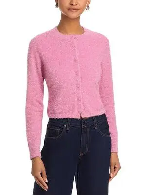 French Connection Tinsel Knit Slim Cardigan Sweater - Taffy Pink
