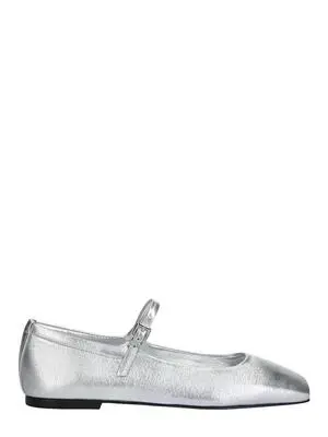 KENNEL&SCHMENGER Buckle-strap Square-toe Ballet Flats - Silver