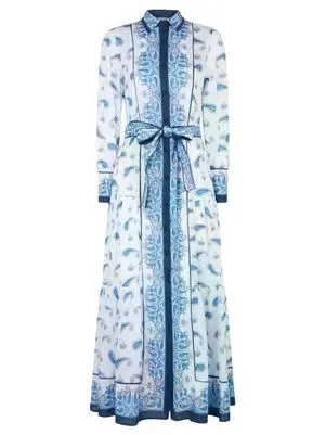 MC2 SAINT BARTH Paisley-print Belted Maxi Dress - White