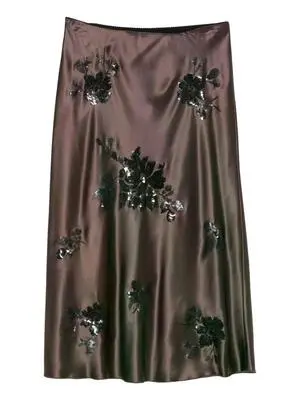 ERMANNO FIRENZE Sequin-embellished Straight Skirt - Brown