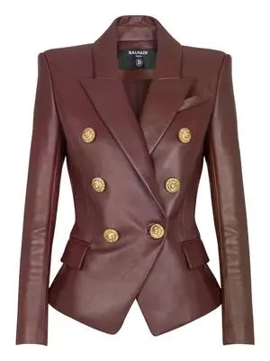 Balmain Double-breasted Lambskin Jacket - Red