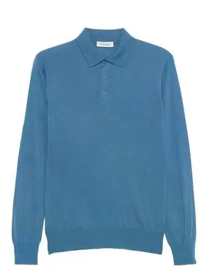 KANGRA Fine-knit Polo Shirt - Blue