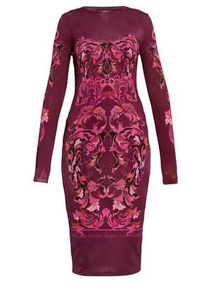 Versace Barocco-print Midi Dress - Pink