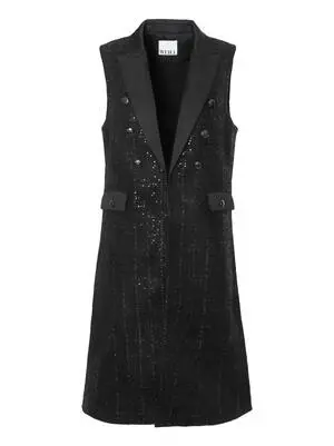 WEILL Tweed Effect Sleeveless Gilet - Black