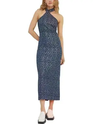 RÉSUMÉ Halterneck Midi Dress - Blue