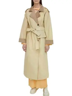 RÉSUMÉ Double-breasted Cotton Trench Coat - Neutrals