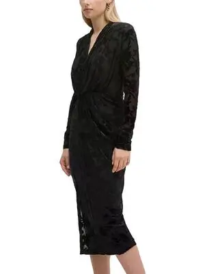 Diane Von Furstenberg Floral Long-sleeve Midi Wrap Dress - Black