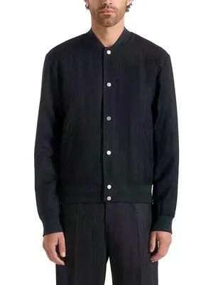 Manière De Voir Pinstripe Bomber Jacket - Blue