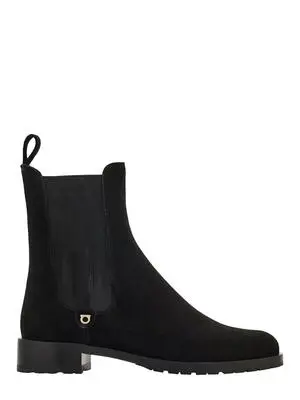 FERRAGAMO Suede Chelsea Boots - Black