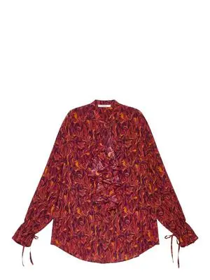 Malìparmi Floral-print Ruffled Blouse - Red
