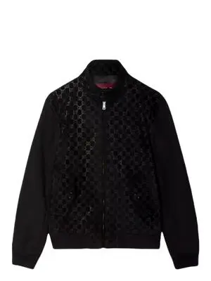 Gucci Gg-pattern Suede Bomber Jacket - Black