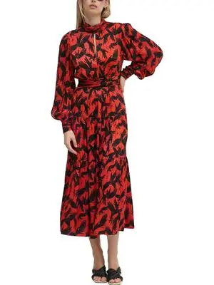 Diane Von Furstenberg Printed Midi Dress - Red