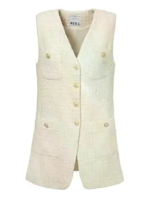 WEILL Tweed Button-up Gilet - Neutrals