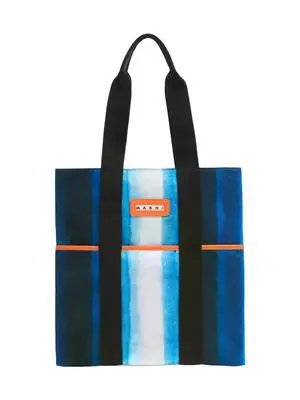 Marni Striped Tote Bag With Tape Handles - Blue