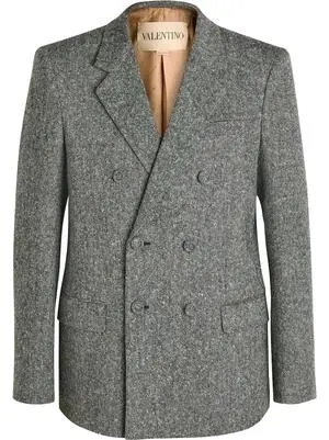 Valentino Garavani Double-breasted Tweed Blazer - Grey