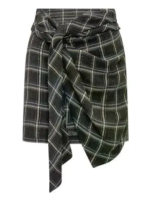 Isabel Marant Knot-detail Plaid Mini Skirt - Black