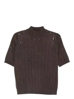 Brunello Cucinelli Sequin-embellished Cashmere Top - Brown