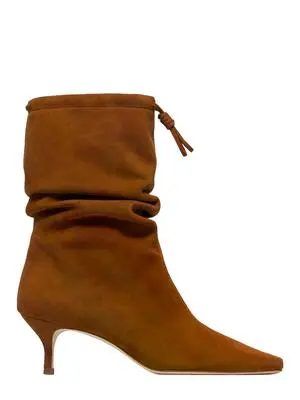 Bernardo 1946 57mm Scrunched Kitten-Heel Boots Brown