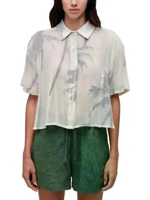 OSKLEN Palm-tree Print Mesh Shirt - Neutrals