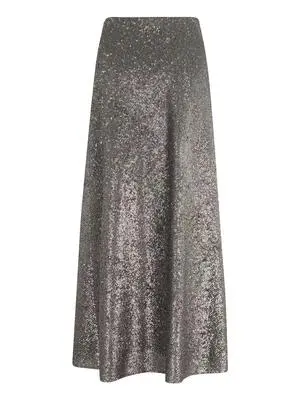 Herno Sequined A-line Midi Skirt - Metallic