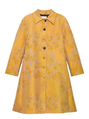 Malìparmi Floral-brocade Coat - Yellow