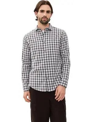 Billy Reid Mixed Plaid Hutcheson Sport Shirt - Brown Multi