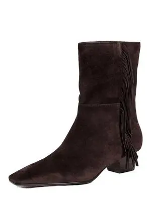 Madewell The Lexie Fringed Ankle Boots - Dark Carob