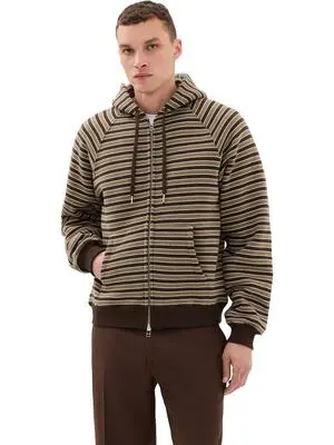 STOCKHOLM SURFBOARD CLUB Ace Striped Zip Hoodie - Brown