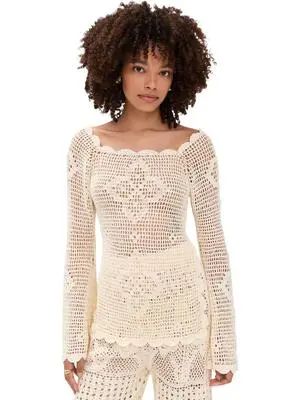 Agua Bendita Boh Handmade Crochet Top White