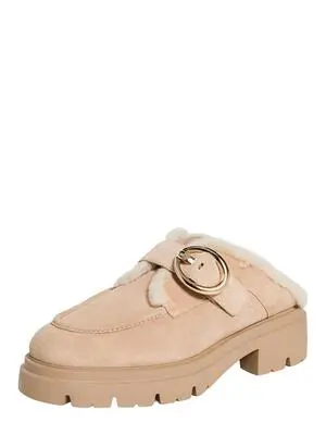 STUART WEITZMAN Benni Shearling Mules - Adobe