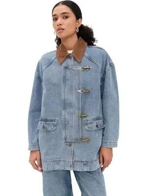 LIONESS Lioness District Denim Jacket With Corduroy Trim