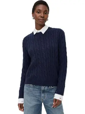LIONESS Lioness Coastal Cable Knit Pullover With Removable Collar