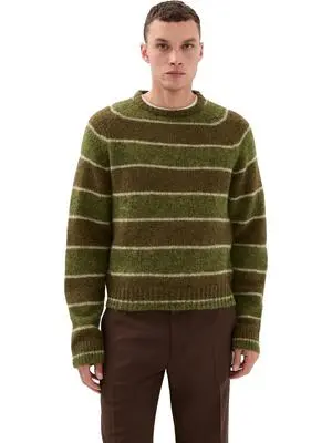 STOCKHOLM SURFBOARD CLUB Raglan Knit Striped Sweater - Green Stripe