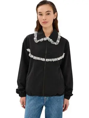 TANNER FLETCHER Archie Lace Trim Track Jacket - Black